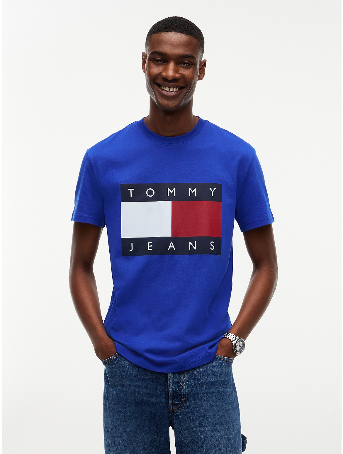 TOMMY HILFIGER men's tommy jeans big flag logo t-shirt -